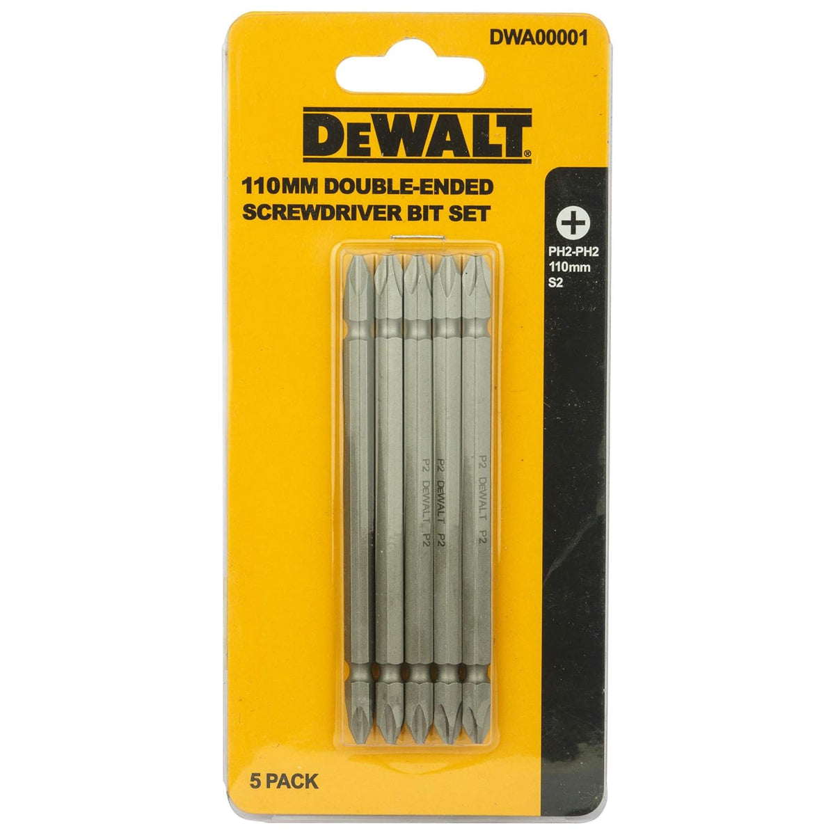 DEWALT DWA00001 Double Ended PH2 Screwdriver Bit Set 5 Pcs. (110 mm ...